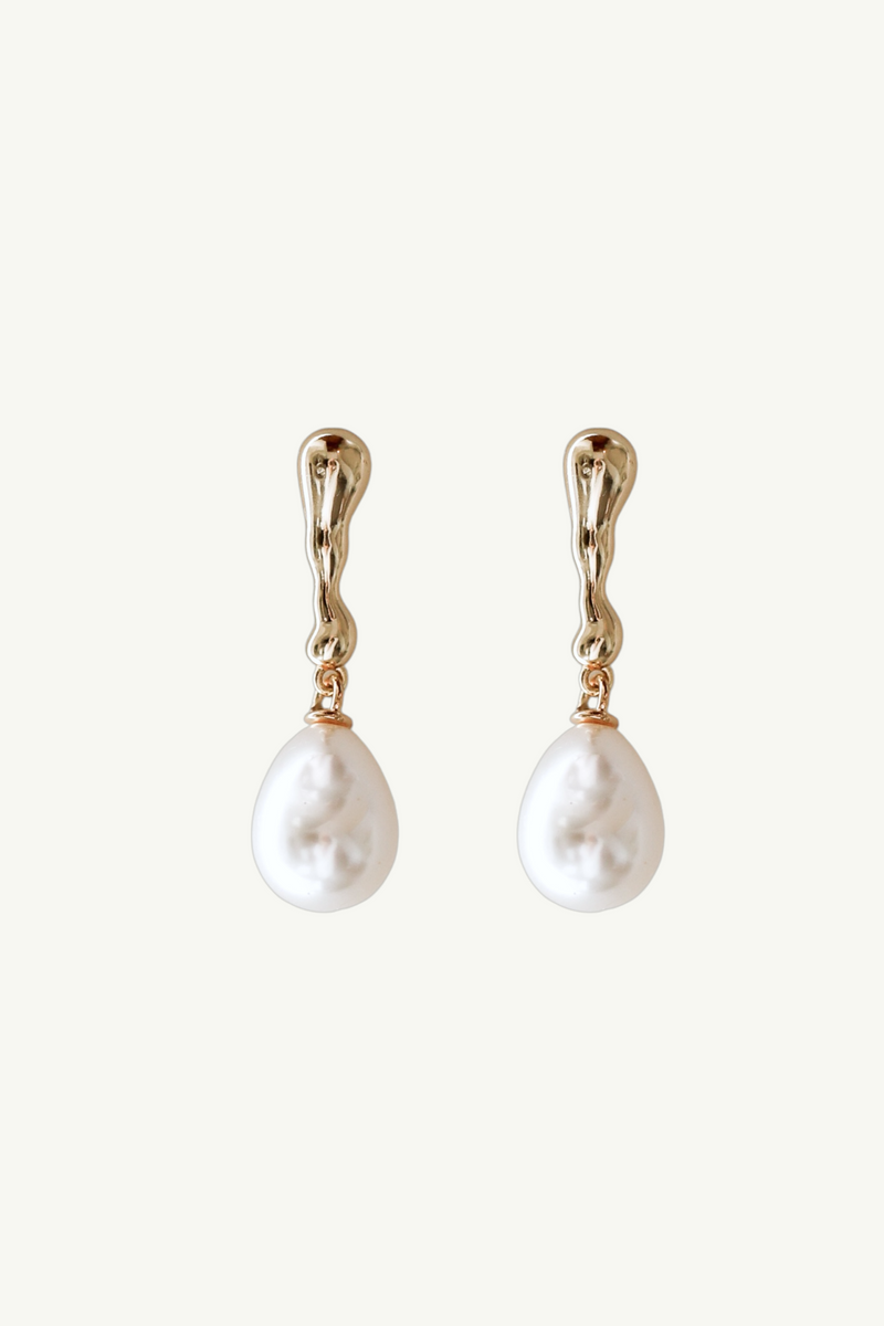 Sculptural Long Pearl Drop Earrings | Studio Bride