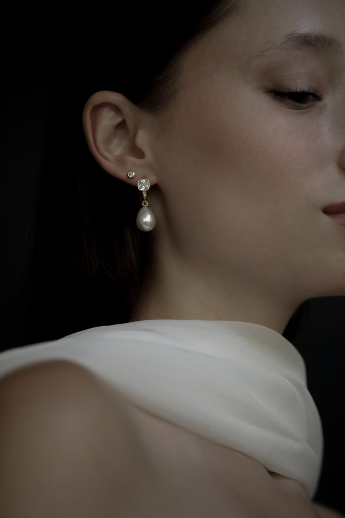 Bezel x Pearl Hoop Drops | Studio Bride