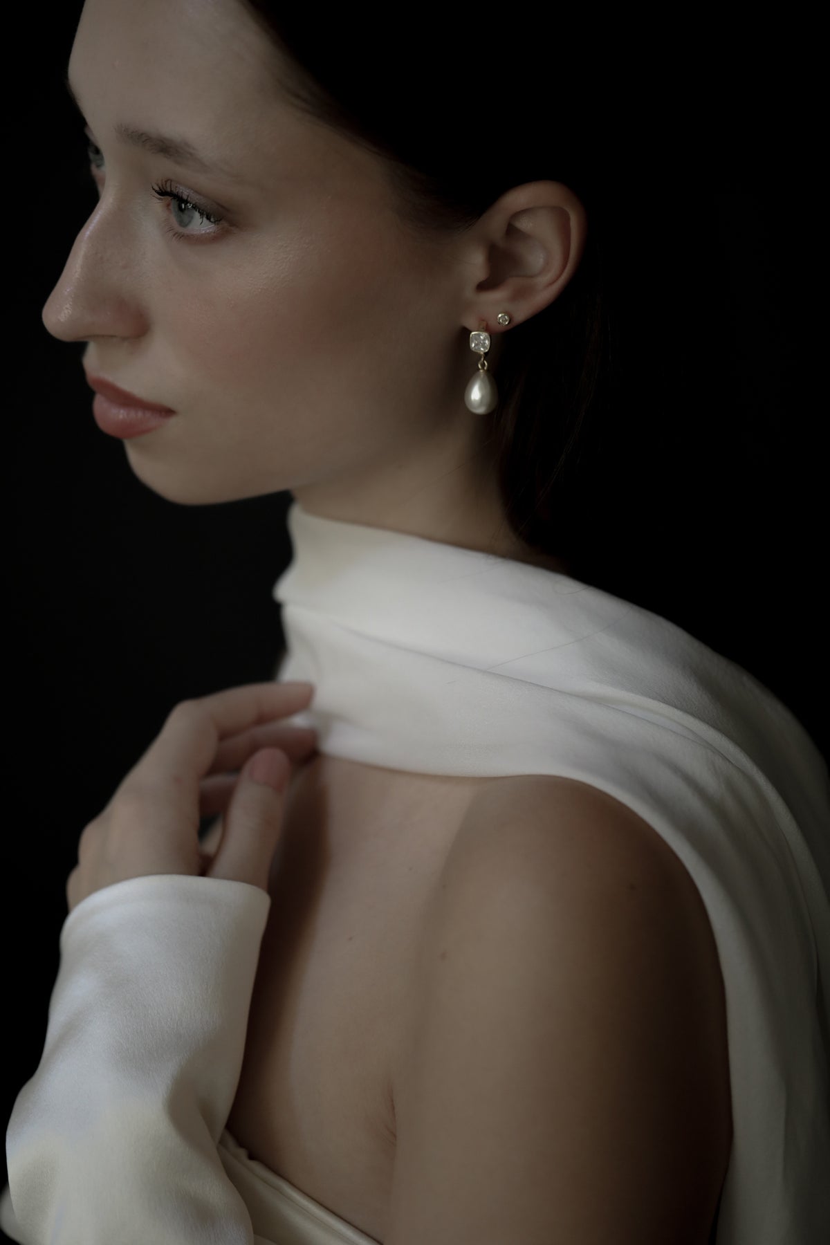 Bezel x Pearl Hoop Drops | Studio Bride