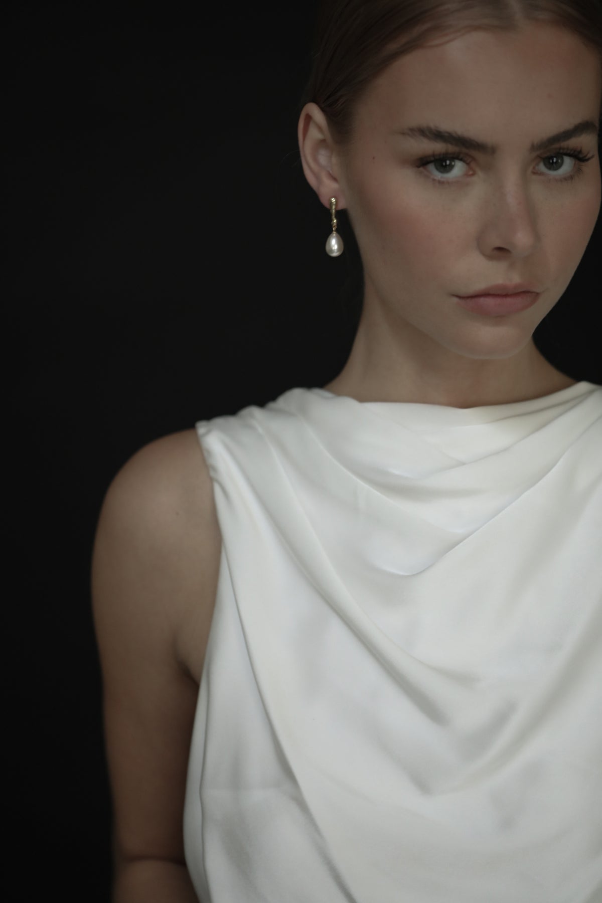 Sculptural Long Pearl Drop Earrings | Studio Bride